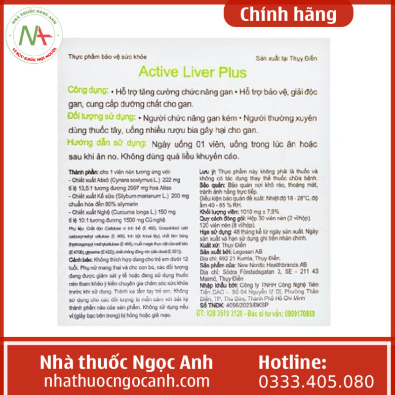 Thuốc Active Liver Plus New Nordic là thuốc gì, có tác dụng gì, giá bao ...