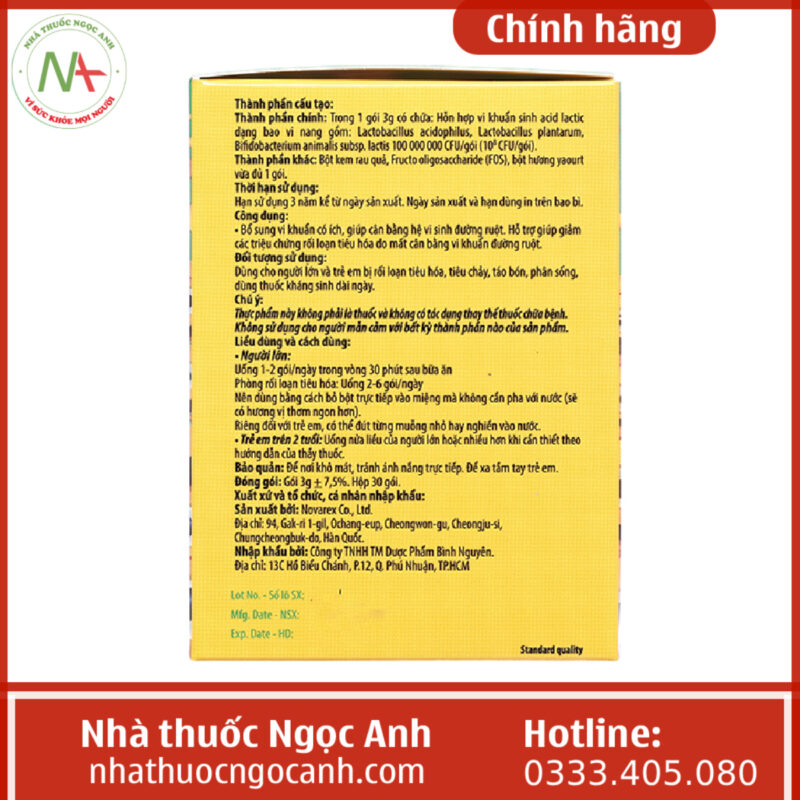 Thuốc Probiotics Lactomin Plus 3g Novarex là thuốc gì, công dụng, giá ...