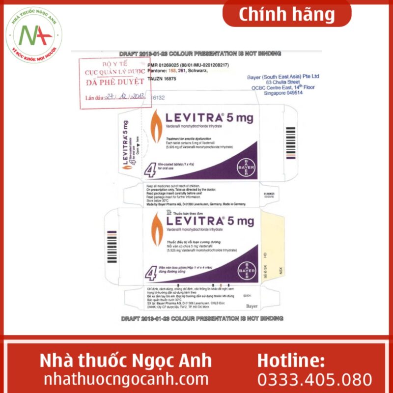 Thuốc Levitra 5 mg film-coated tablets có tác dụng gì, giá bao nhiêu ...
