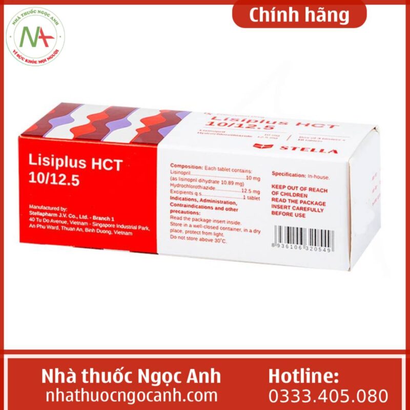 Thuốc Lisiplus HCT 10/12.5 là thuốc gì, giá bao nhiêu, mua ở đâu?