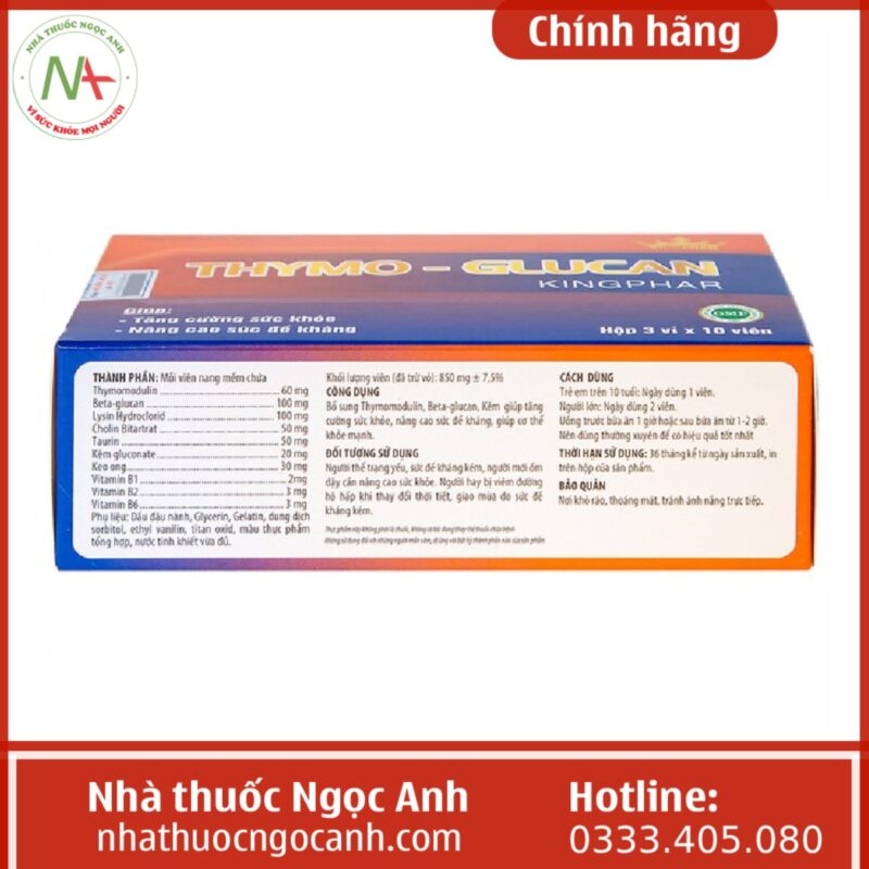 Thuốc tăng đề kháng Thymo - Glucan Kingphar có tốt không, giá bao nhiêu?