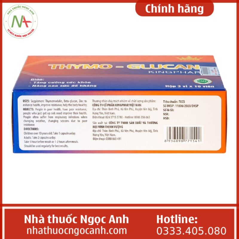 Thuốc tăng đề kháng Thymo - Glucan Kingphar có tốt không, giá bao nhiêu?