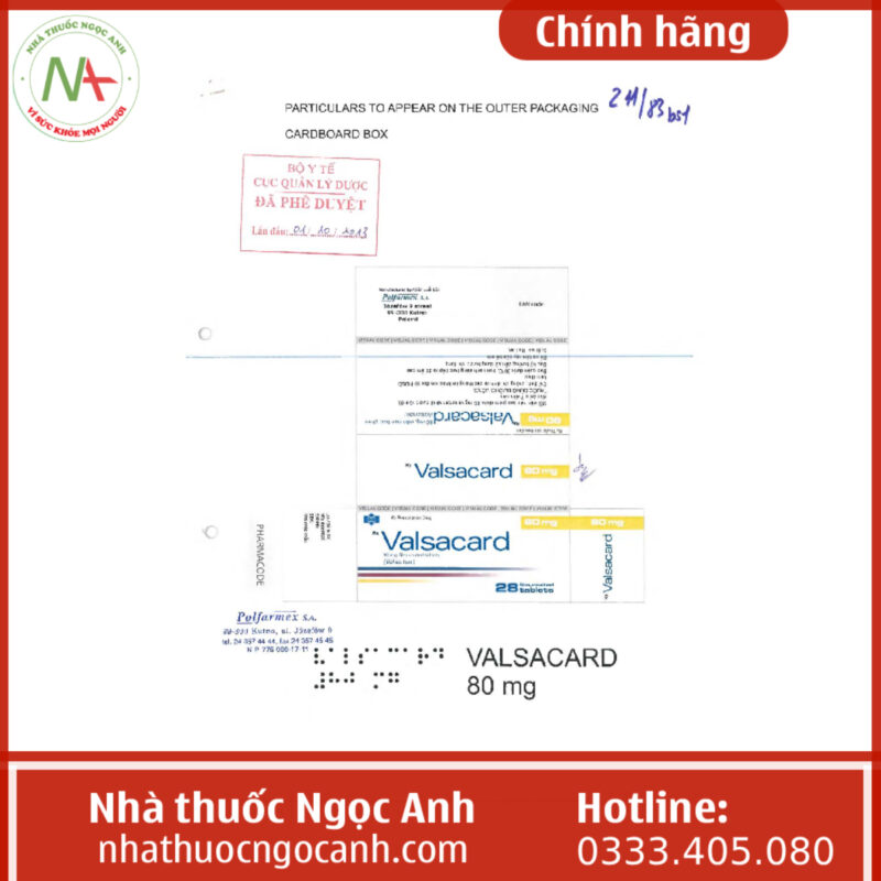 Thuốc Valsacard 80 mg trị bệnh gì, giá bao nhiêu, mua ở đâu?