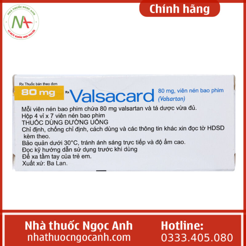 Thuốc Valsacard 80 mg trị bệnh gì, giá bao nhiêu, mua ở đâu?