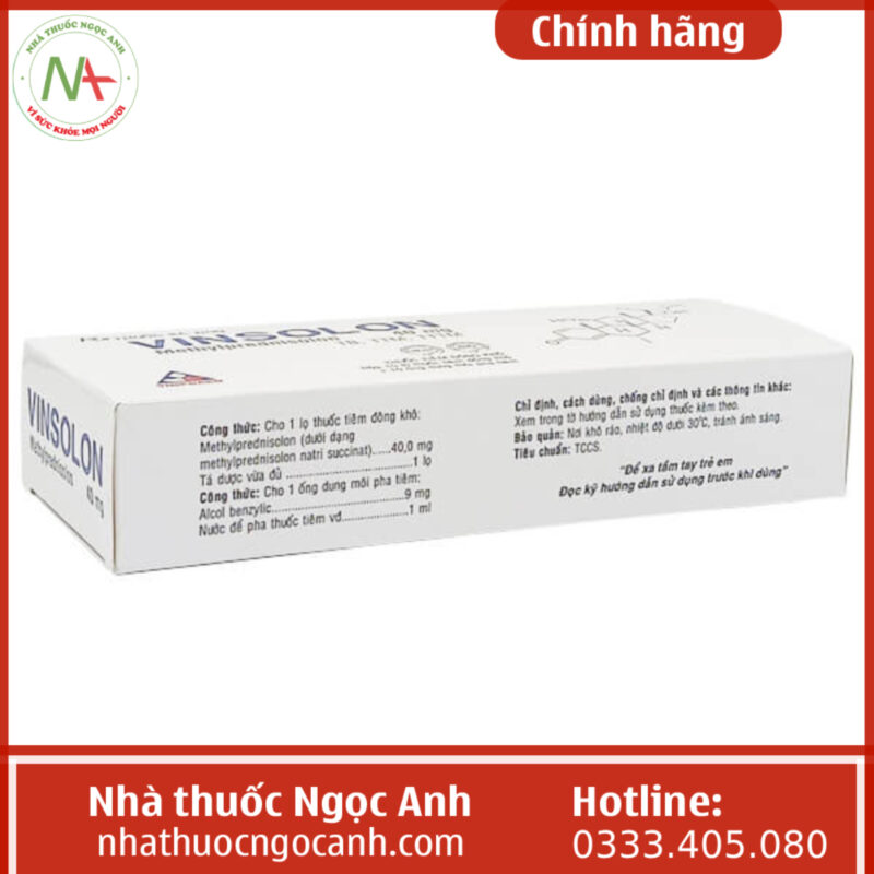 Thuốc tiêm Vinsolon 40mg là thuốc gì, giá bao nhiêu, mua ở đâu?