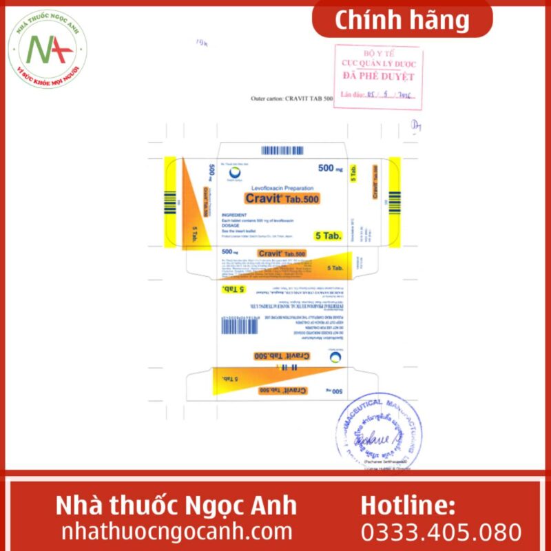 Thuốc Cravit Tab.500 có tác dụng gì, giá bao nhiêu, mua ở đâu?