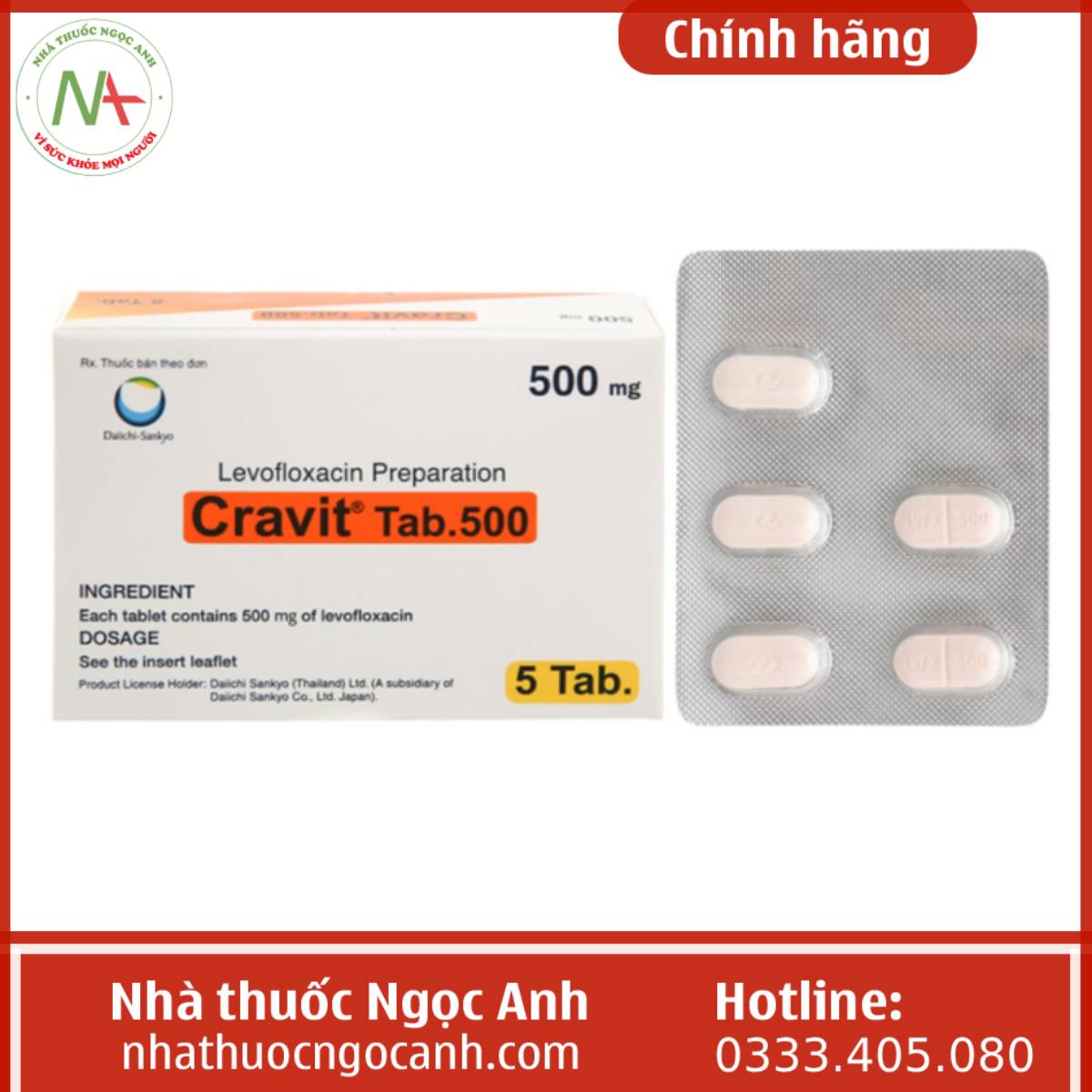 Thuốc Cravit Tab.500 có tác dụng gì, giá bao nhiêu, mua ở đâu?