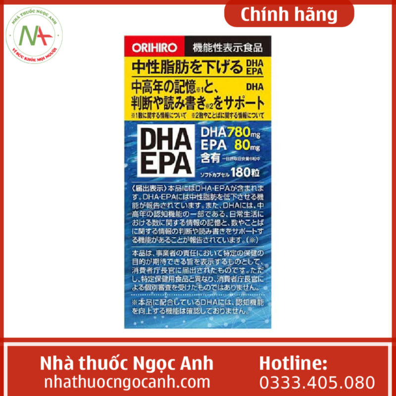 Viên uống bổ não DHA, EPA Orihiro là thuốc gì, có tác dụng gì, giá bao nhiêu? Mua ở đâu?
