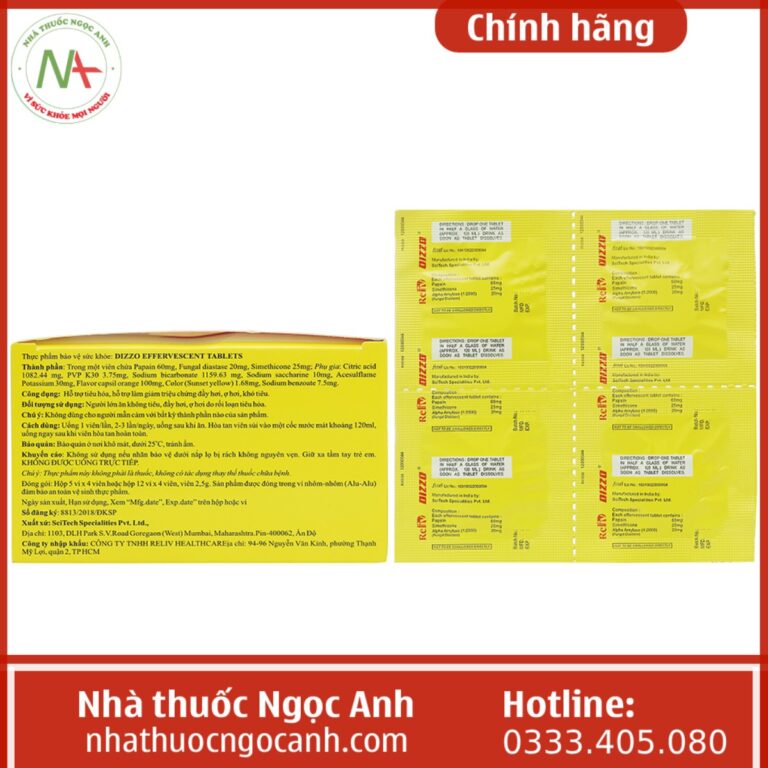 Viên sủi tiêu hóa Dizzo Effervescent Tablets uống khi nào, dùng cho trẻ ...