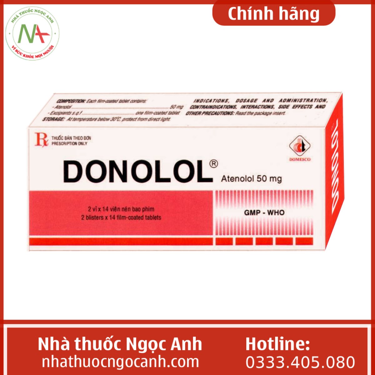 Thuốc Donolol 50 mg có tác dụng gì, giá bao nhiêu, mua ở đâu?