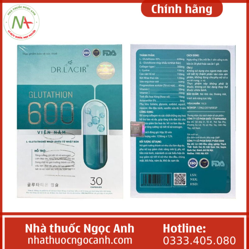 Viên uống trắng da Glutathione 600 Dr.Lacir có tốt không, giá bao nhiêu? Mua ở đâu?