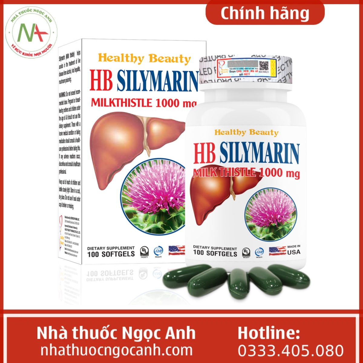 Thuốc bổ gan HB Silymarin Milk Thistle 1000mg giá bao nhiêu, mua ở đâu