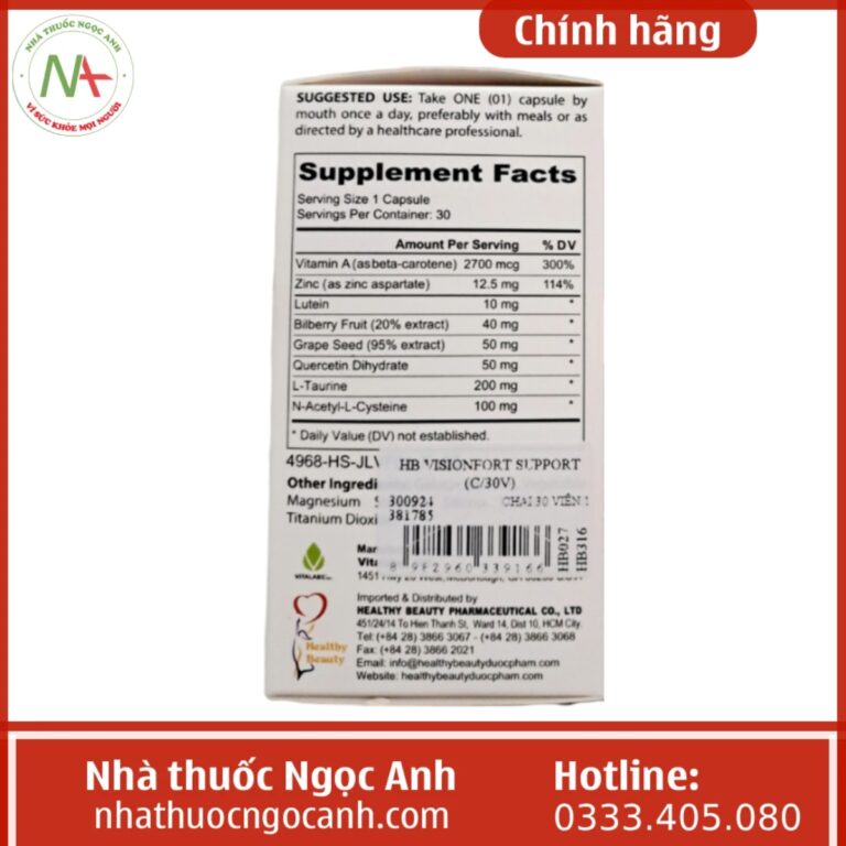 Thuốc HB Visionfort Support có tốt không, giá bao nhiêu, mua ở đâu