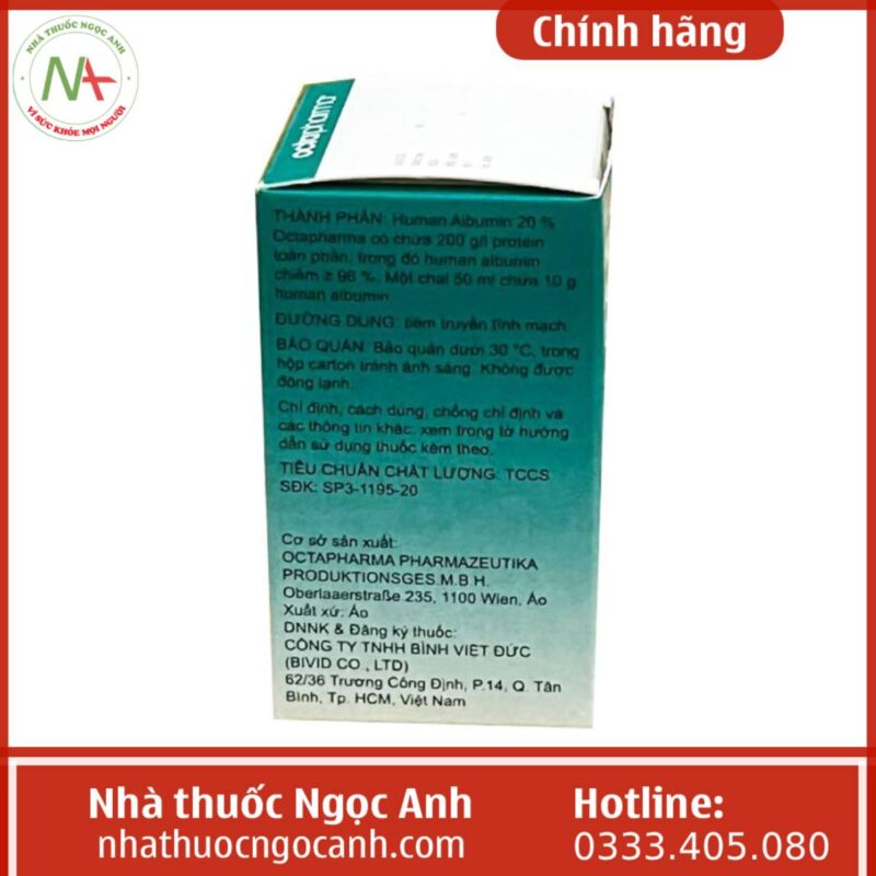 Thuốc Human Albumin Octapharma 20% tác dụng gì, giá bao nhiêu, mua ở đâu?