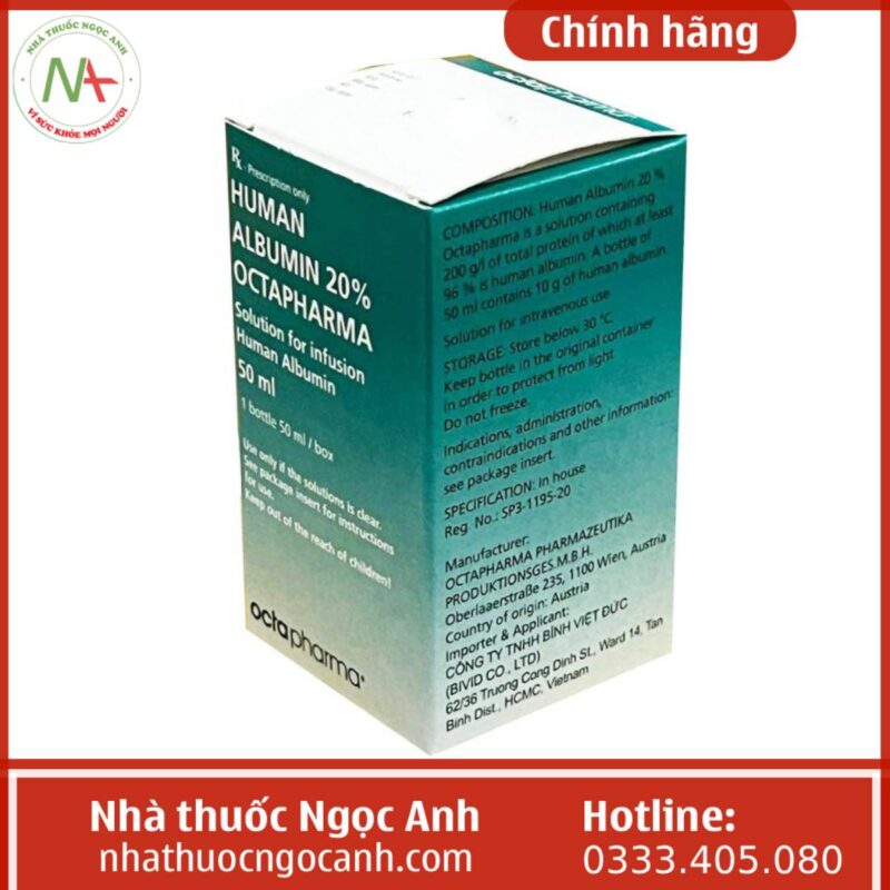 Thuốc Human Albumin Octapharma 20% tác dụng gì, giá bao nhiêu, mua ở đâu?