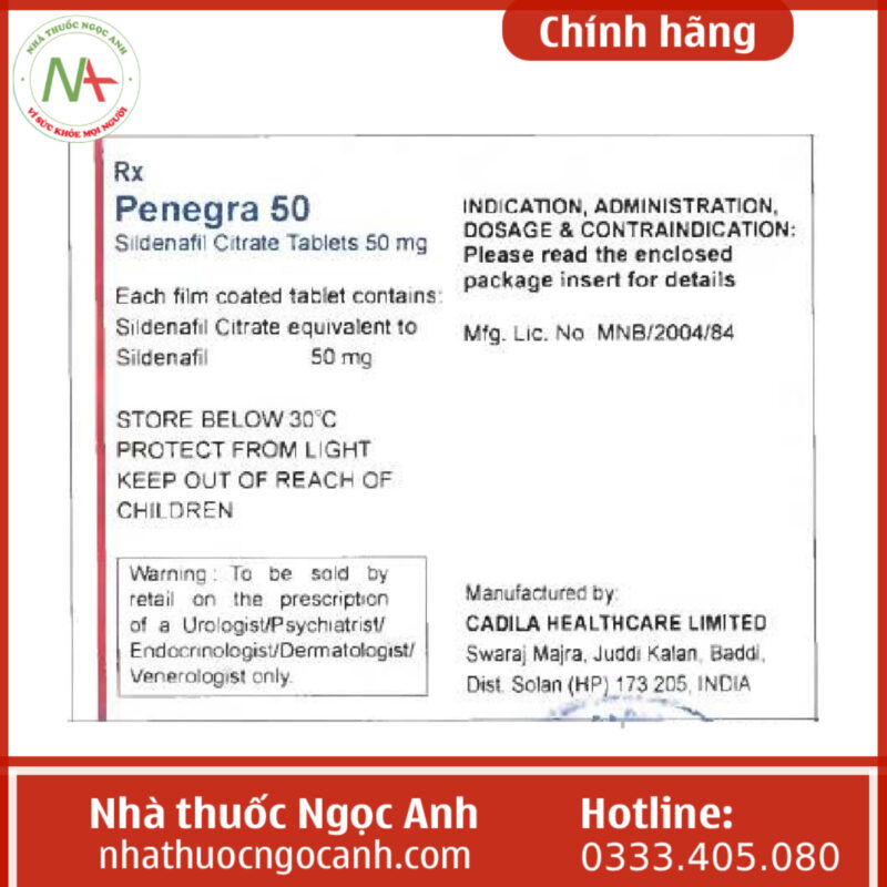 Thuốc Penegra 50 có tác dụng gì, giá bao nhiêu? Mua ở đâu?