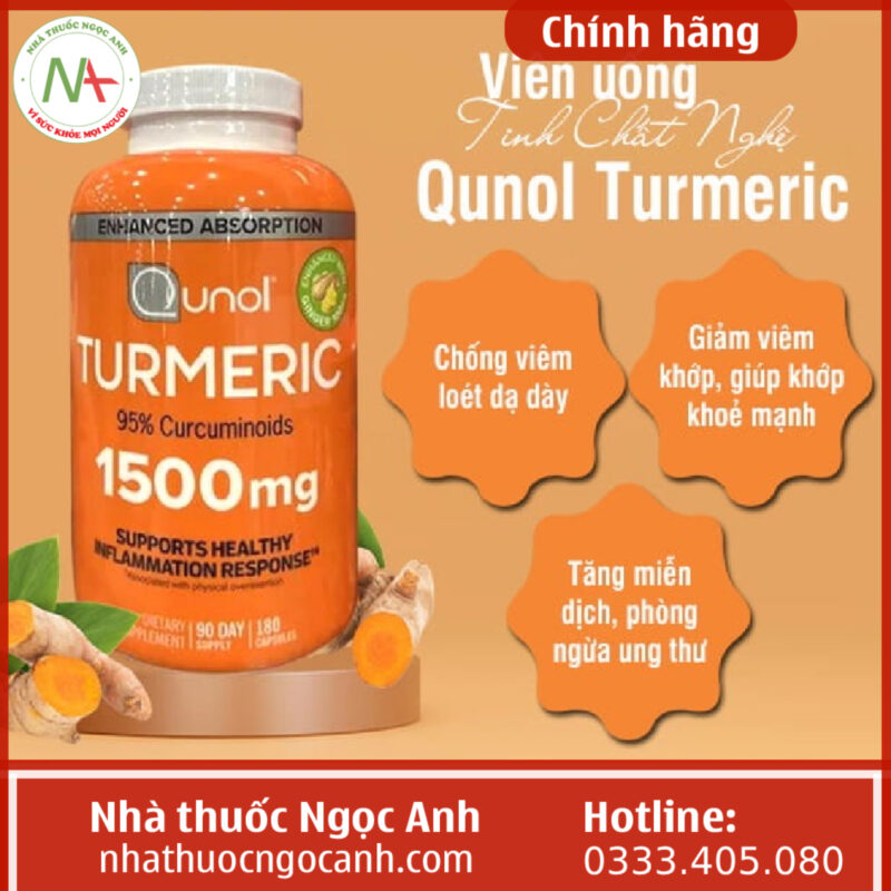Viên uống tinh chất nghệ Qunol Turmeric 95% Curcuminoids 1500mg 180 ...