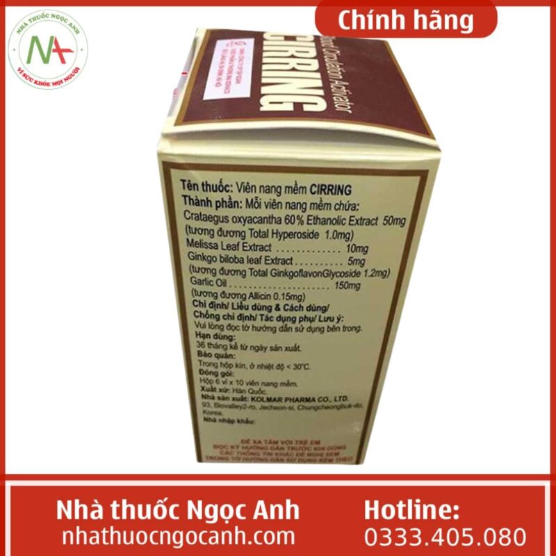 Thuốc Cirring có tác dụng gì, giá bao nhiêu, mua ở đâu?