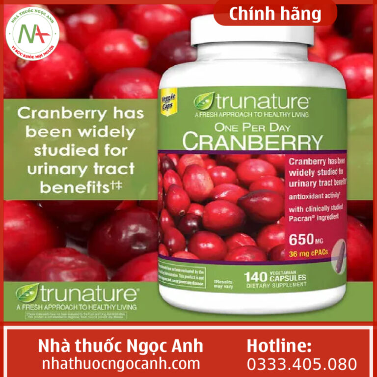 Thuốc Cranberry Trunature có tác dụng gì, giá bao nhiêu? Mua ở đâu?