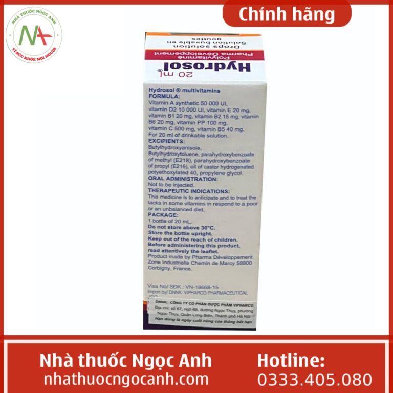 Thuốc Hydrosol Polyvitamine 20ml uống lúc nào, giá bao nhiêu, mua ở đâu?