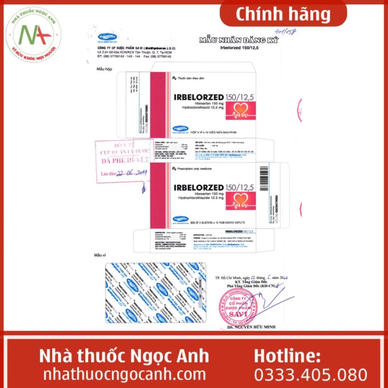 Thuốc Irbelorzed 150/12,5 có tác dụng gì, giá bao nhiêu, mua ở đâu