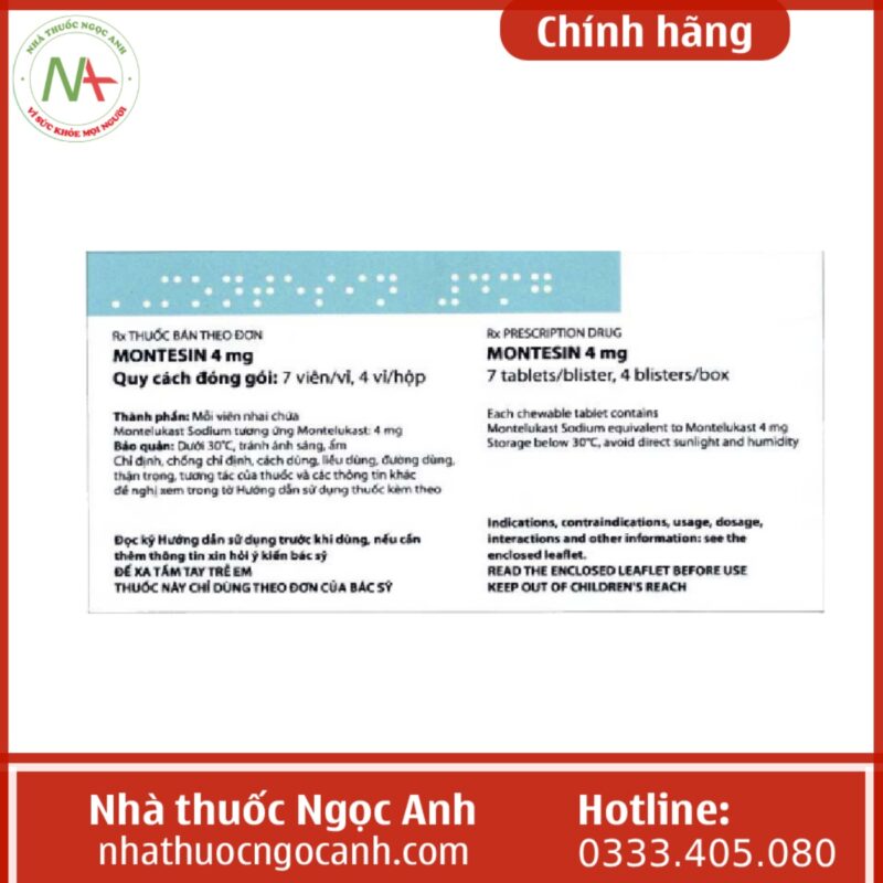 Thuốc Montesin 4mg là thuốc gì, có tác dụng gì, giá bao nhiêu, mua ở đâu?