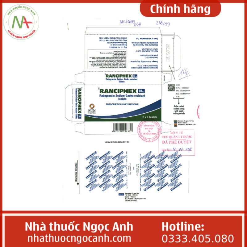 Thuốc Ranciphex 10mg uống trước hay sau ăn, giá bao nhiêu, mua ở đâu?