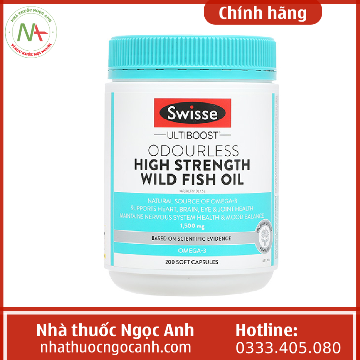 Dầu cá Ultiboost Odourless High Strength Wild Fish Oil 200 viên 1500mg ...