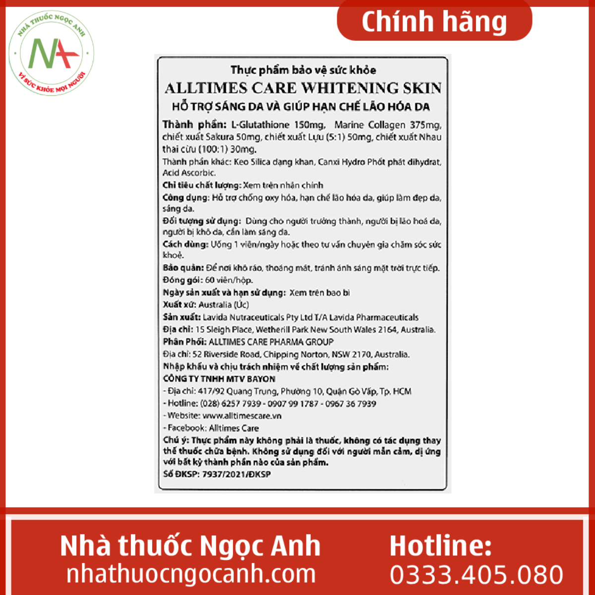 Thuốc Whitening Skin Alltimes Care có tốt không, giá bao nhiêu, mua ở đâu?