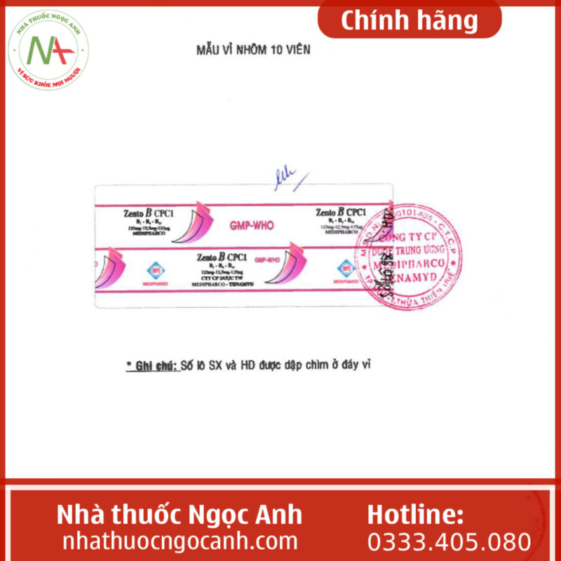 Thuốc Zento B - CPC1 là thuốc gì, giá bao nhiêu? Mua ở đâu?