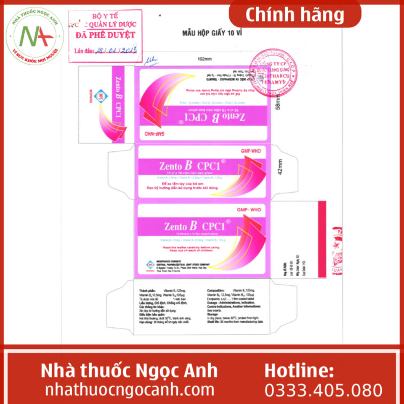Thuốc Zento B - CPC1 là thuốc gì, giá bao nhiêu? Mua ở đâu?