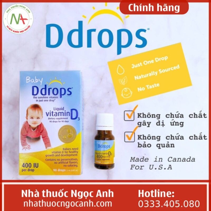 Thuốc Baby Ddrops Vitamin D3 400 IU có tác dụng gì, giá bao nhiêu, mua ở đâu?