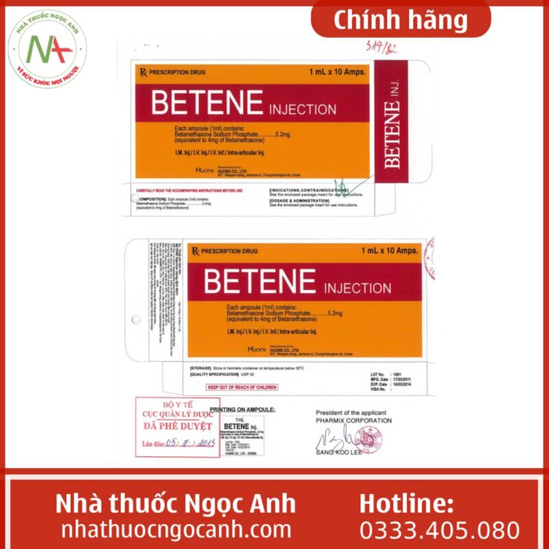 Thuốc Betene Injection là thuốc gì, giá bao nhiêu, mua ở đâu?