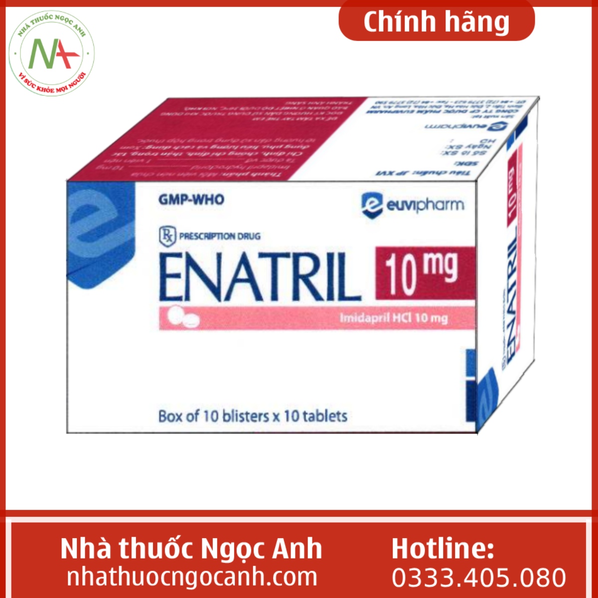 Thuốc trị tăng huyết áp cao Enatril 10 mg giá bao nhiêu, mua ở đâu?