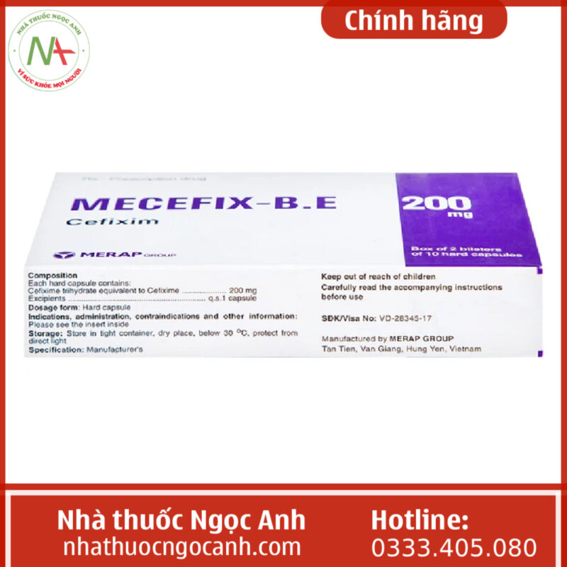 Thuốc Mecefix-B.E 200 mg giá bao nhiêu? Mua ở đâu?