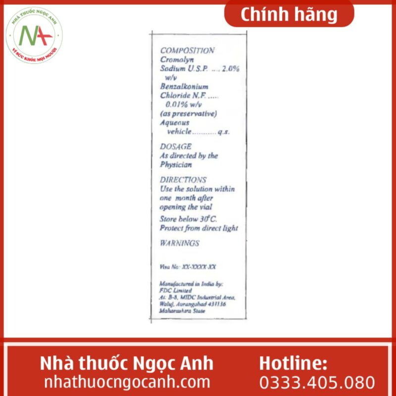 Thuốc Allercrom Eye Drops có tác dụng gì? giá bao nhiêu? mua ở đâu