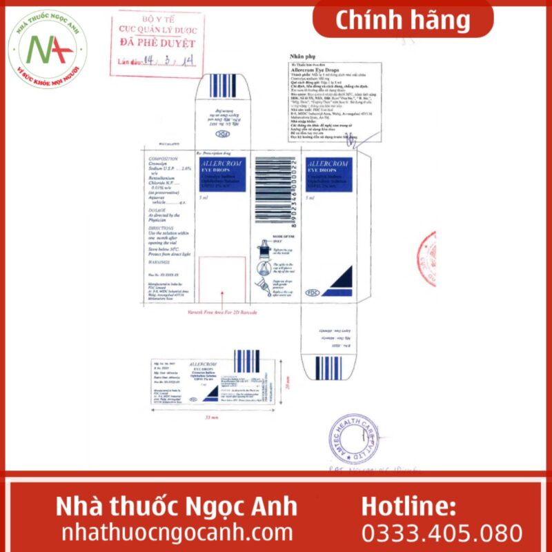 Thuốc Allercrom Eye Drops có tác dụng gì? giá bao nhiêu? mua ở đâu