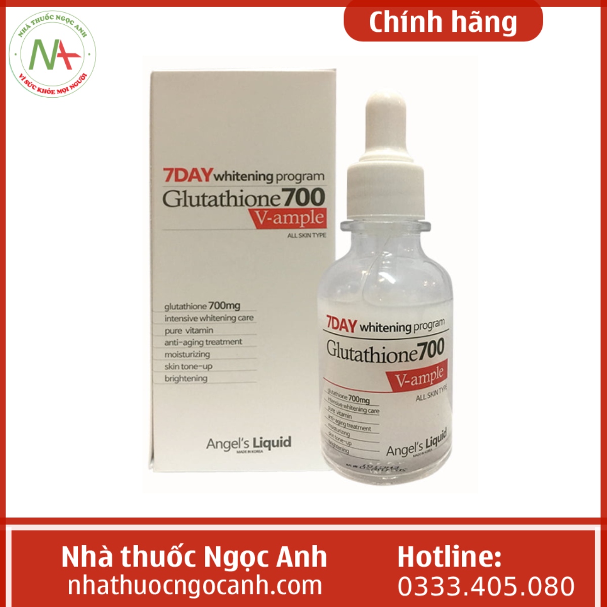Serum dưỡng da 7Day Whitening program Glutathione 700 V-ample có tốt ...