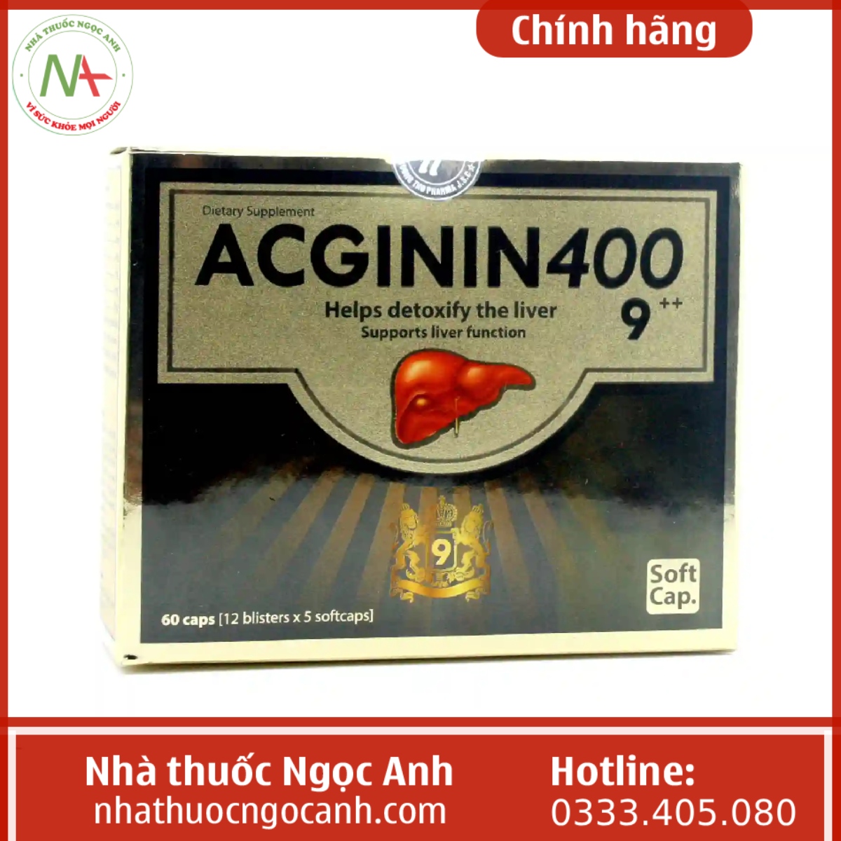 Viên uống bổ gan Acginin B400 9++ có tốt không, giá bao nhiêu, mua ở đâu?