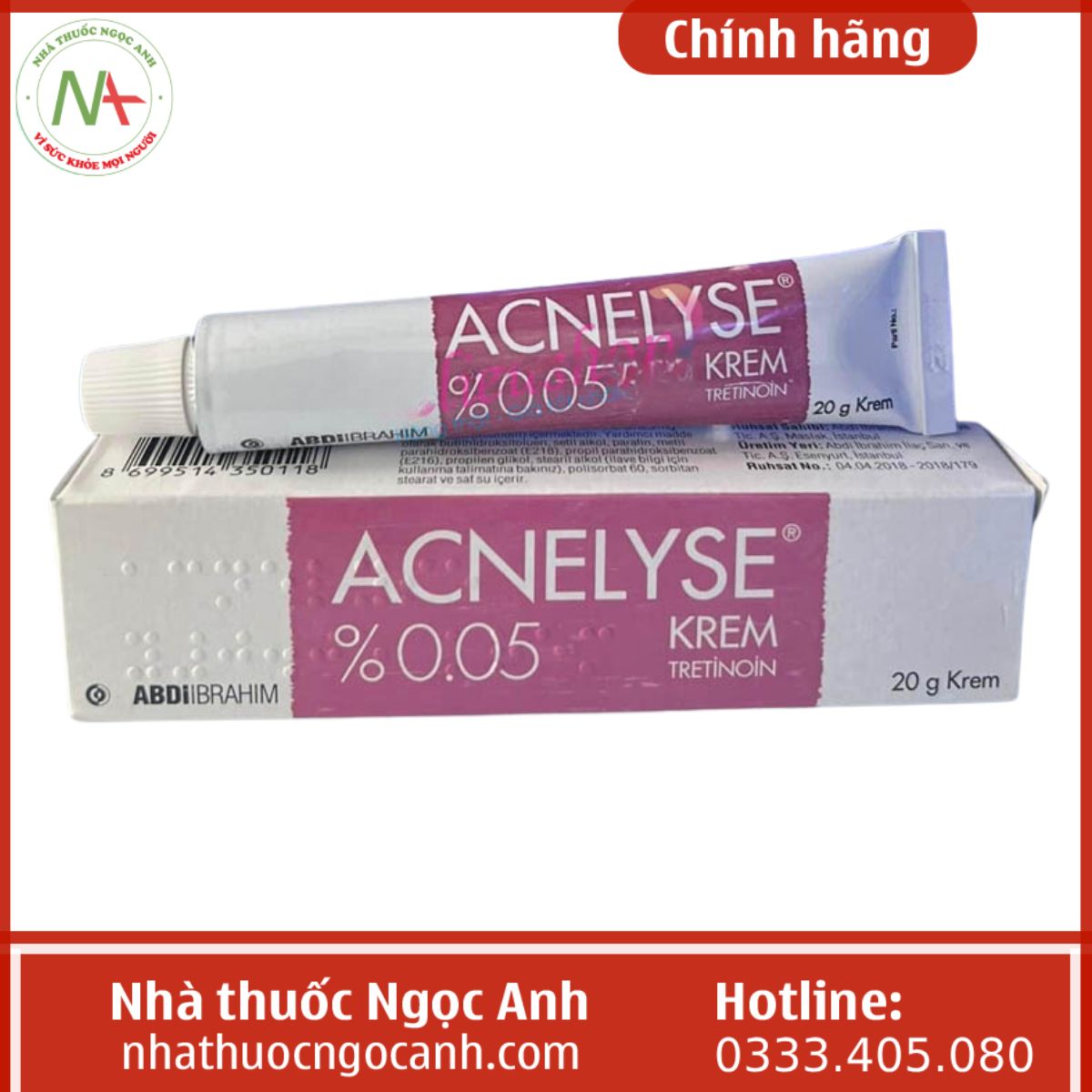 Kem trị mụn Acnelyse Krem Tretinoin 0.05% của nước nào, giá bao nhiêu ...