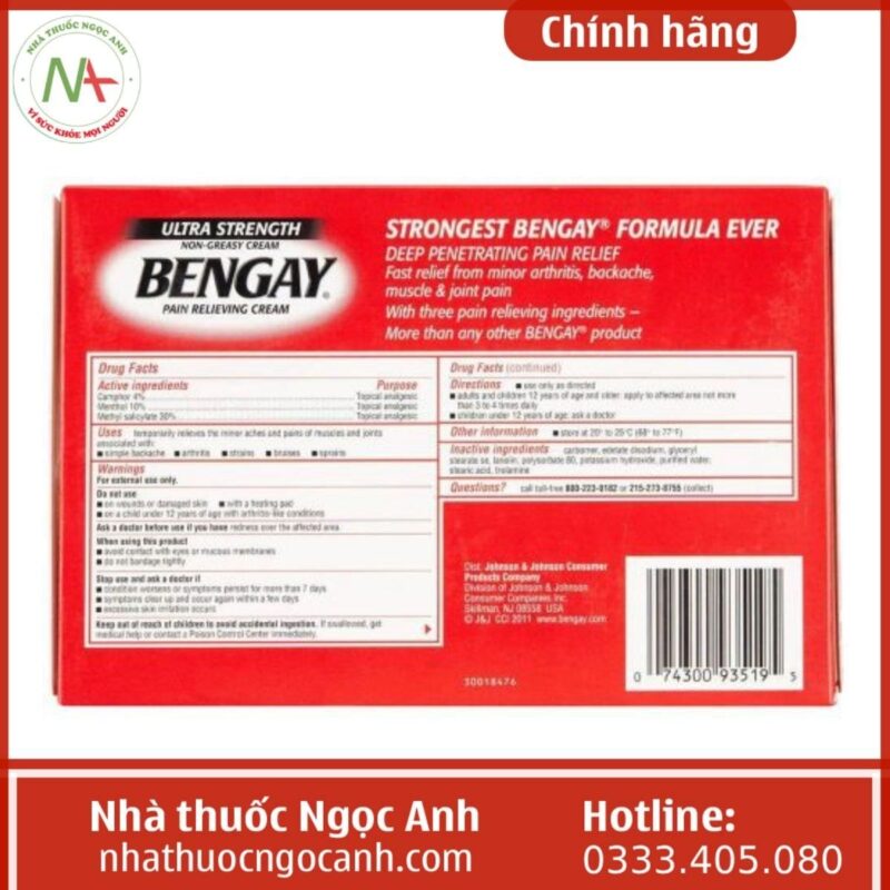 Thuốc Bengay Ultra Strength là thuốc gì, giá bao nhiêu, mua ở đâu?