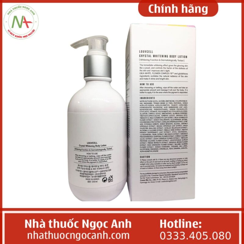 Sữa dưỡng thể Louv Cell Crystal Whitening Body Lotion cách dùng, giá ...