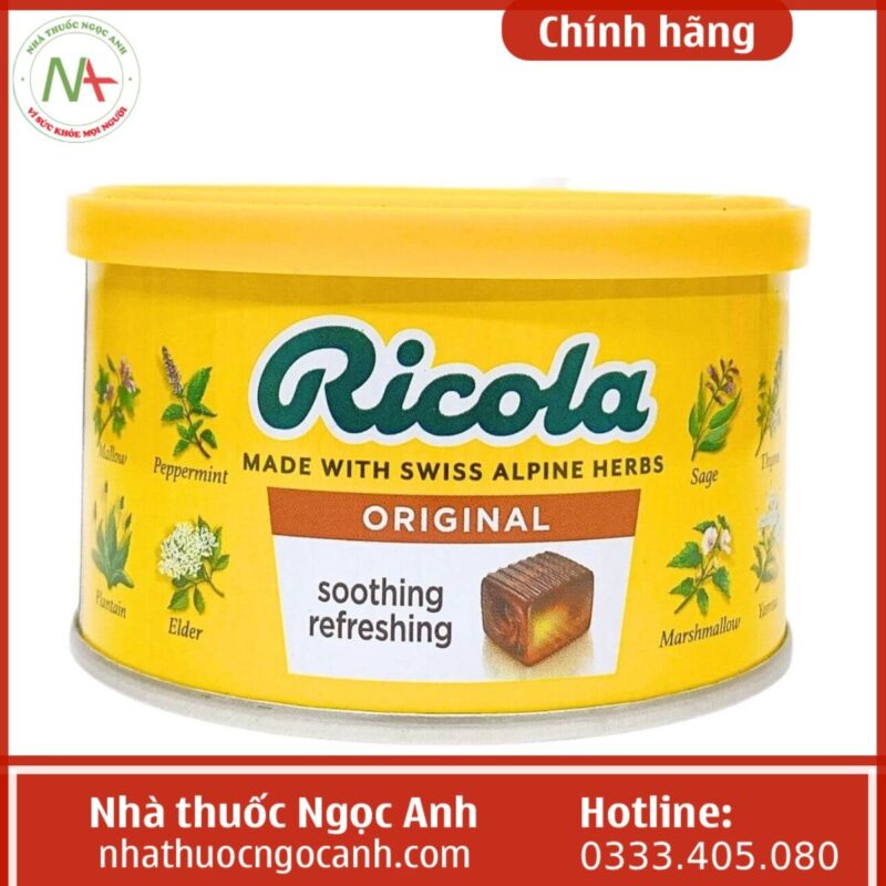 Kẹo ngậm Ricola Original Có Đường công dụng, có tốt không, bao nhiêu viên