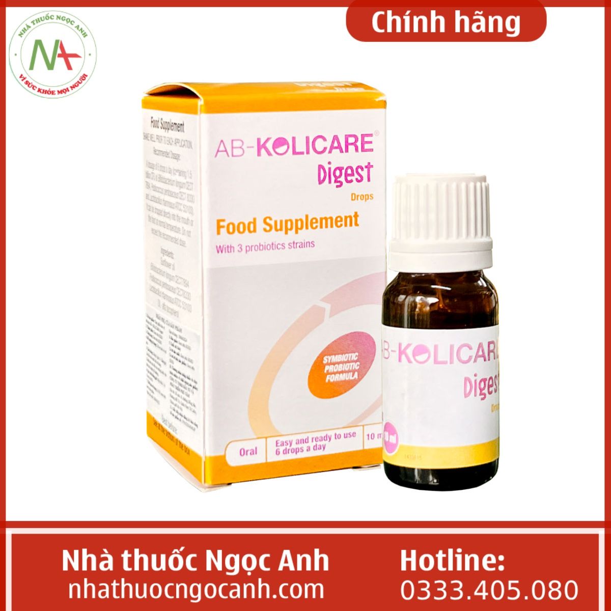 Men vi sinh AB-Kolicare Digest Drops bổ sung lợi khuẩn đường ruột