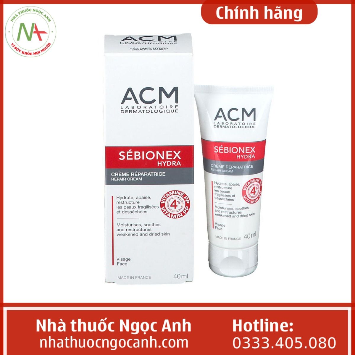 ACM Sébionex Hydra Crème Réparatrice Repair Cream 40ml dưỡng ẩm cho da