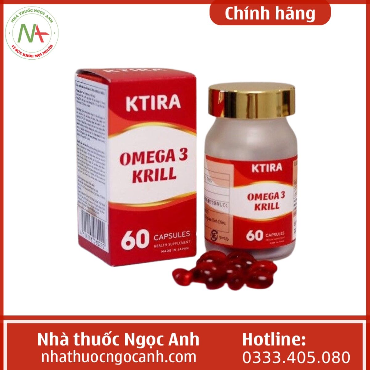 Viên uống bổ não Ktira Omega 3 Krill của Nhật giá bao nhiêu?