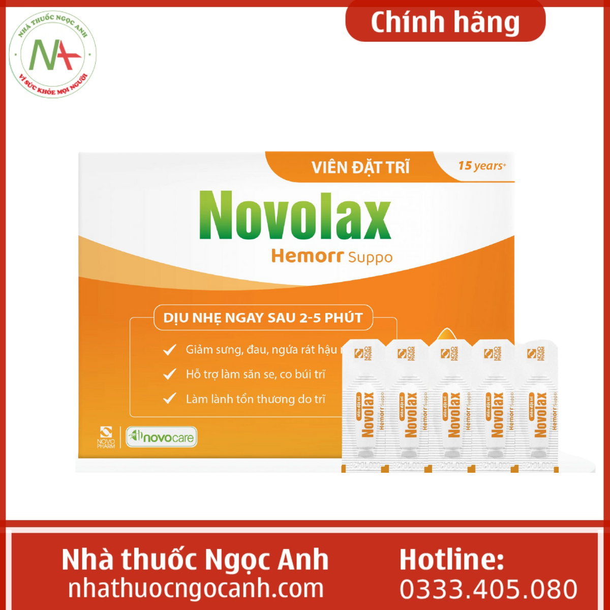 Viên đặt trĩ Novolax Hemorr Suppo có tốt không, giá bao nhiêu, mua ở đâu?