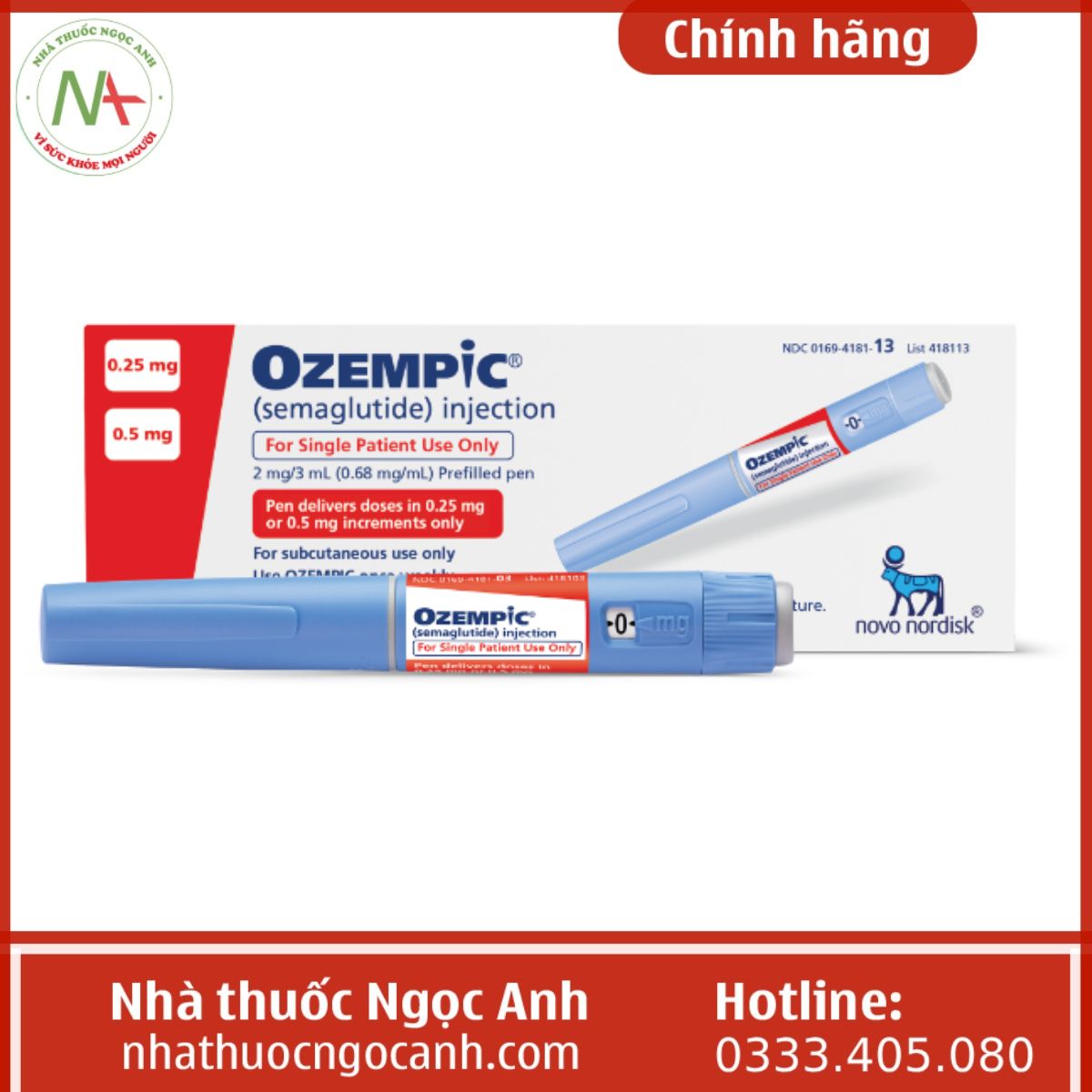 Ozempic 0.25/0.5 - Thuốc điều trị đái tháo đường tuýp 2