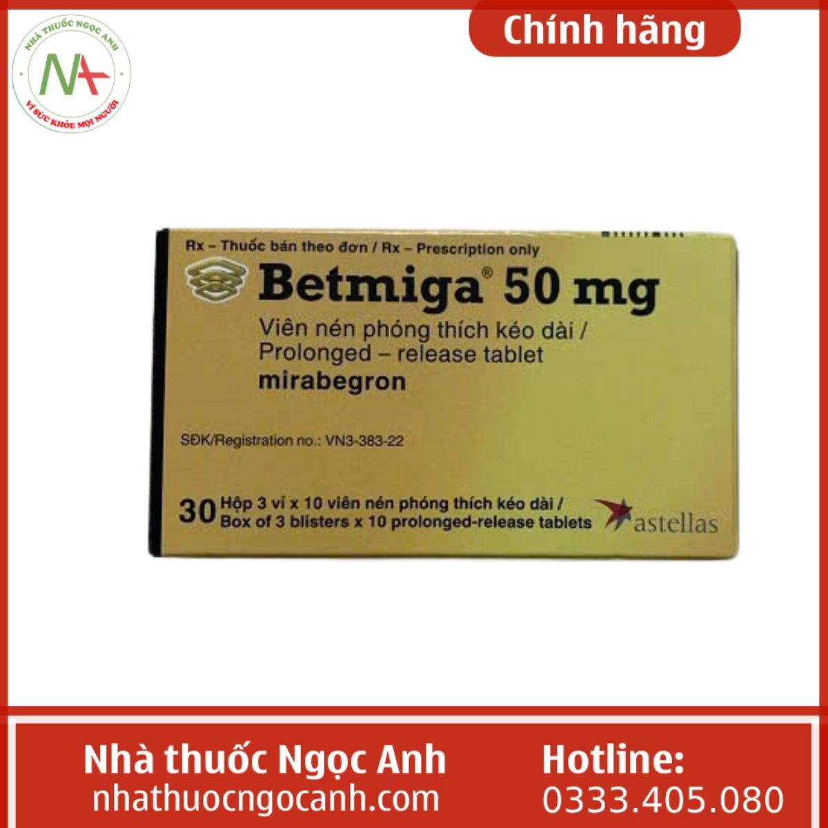 Thuốc Betmiga 50mg là thuốc gì, có tác dụng gì, giá bao nhiêu, mua ở đâu?