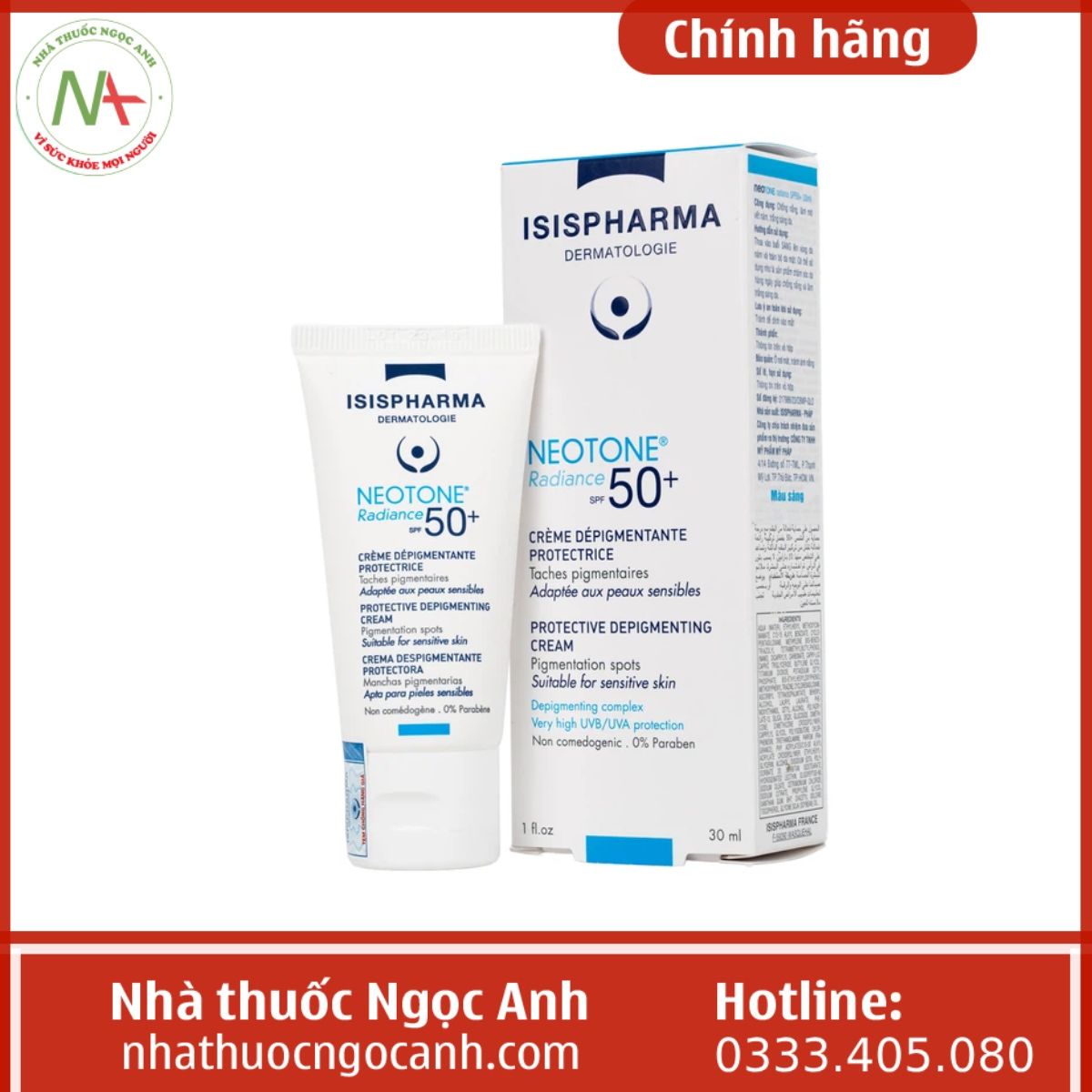 Kem chống nắng IsisPharma Neotone Radiance SPF 50+ 30ml có tốt không?
